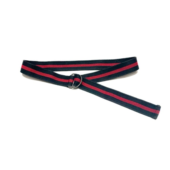 Vintage | Accessories | Vintage Woven Canvas Striped Blue Red D Ring ...
